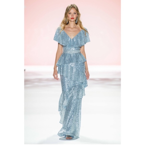 Badgley Mischka | Dresses | Nwt Badgley Mischka Light Blue Sequin ...